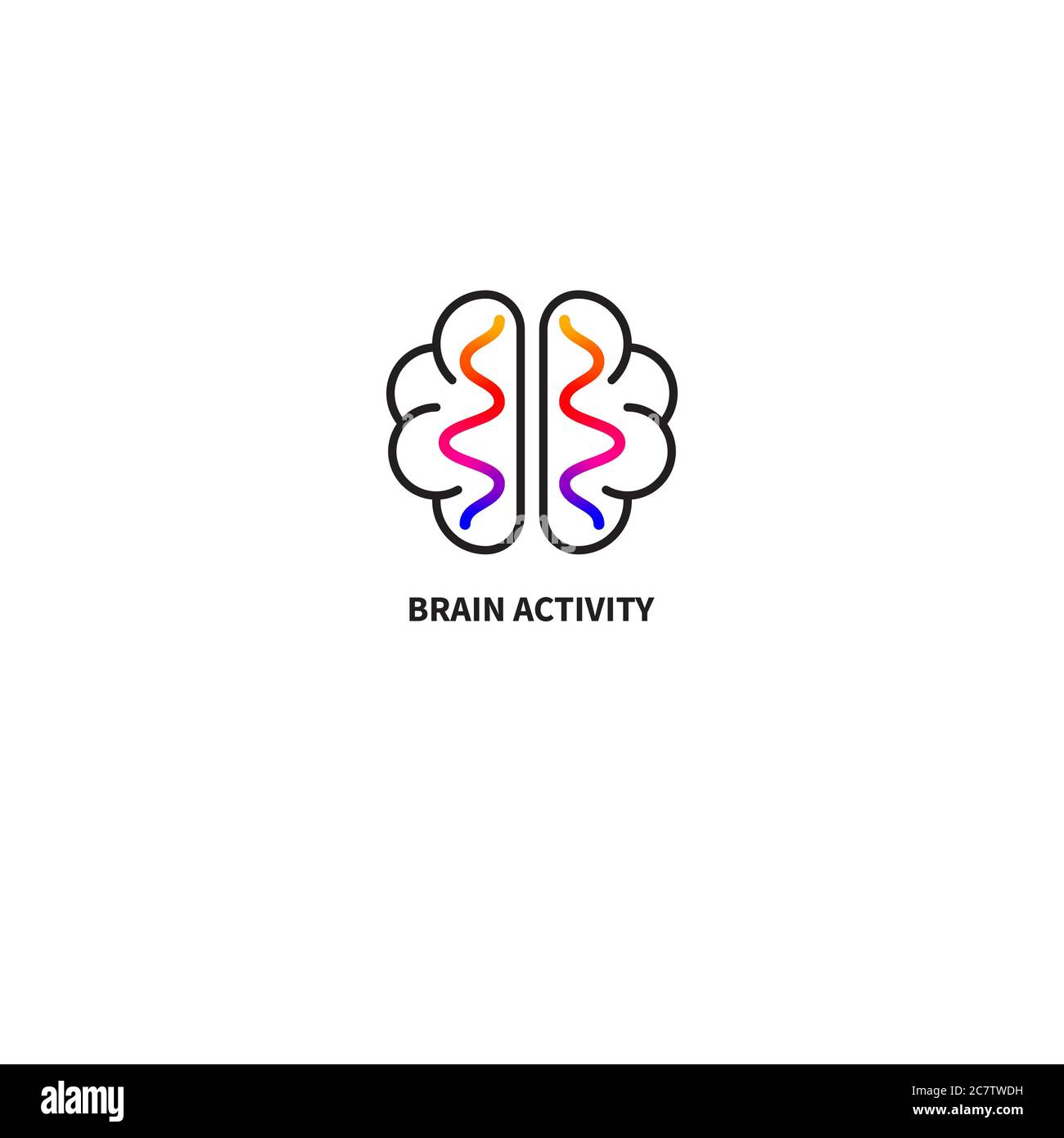 Brain activity minimal line logo. Creative brain Stock Vector Image ...