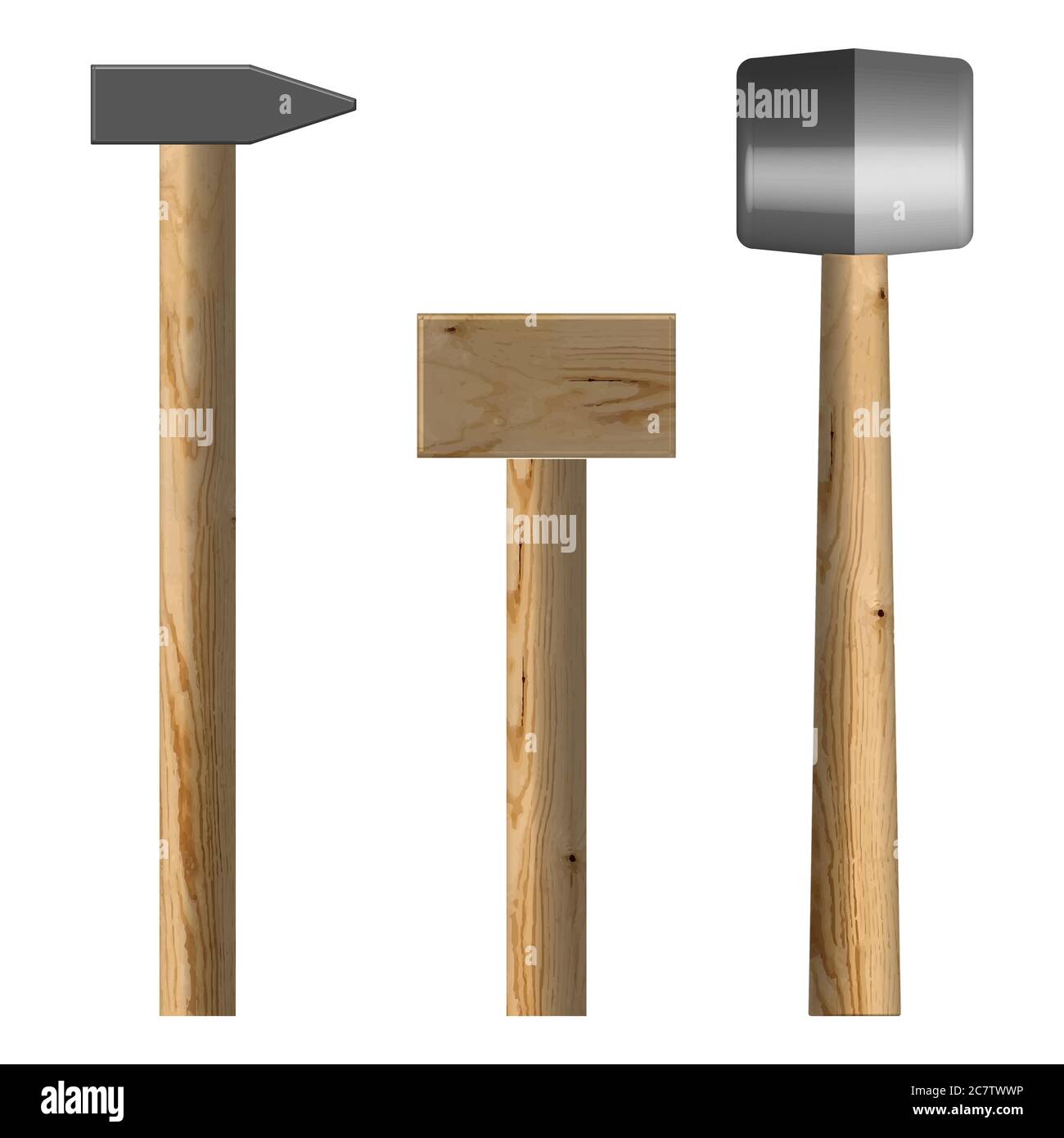 Set of different hammers isolated on white background. Elements design ...