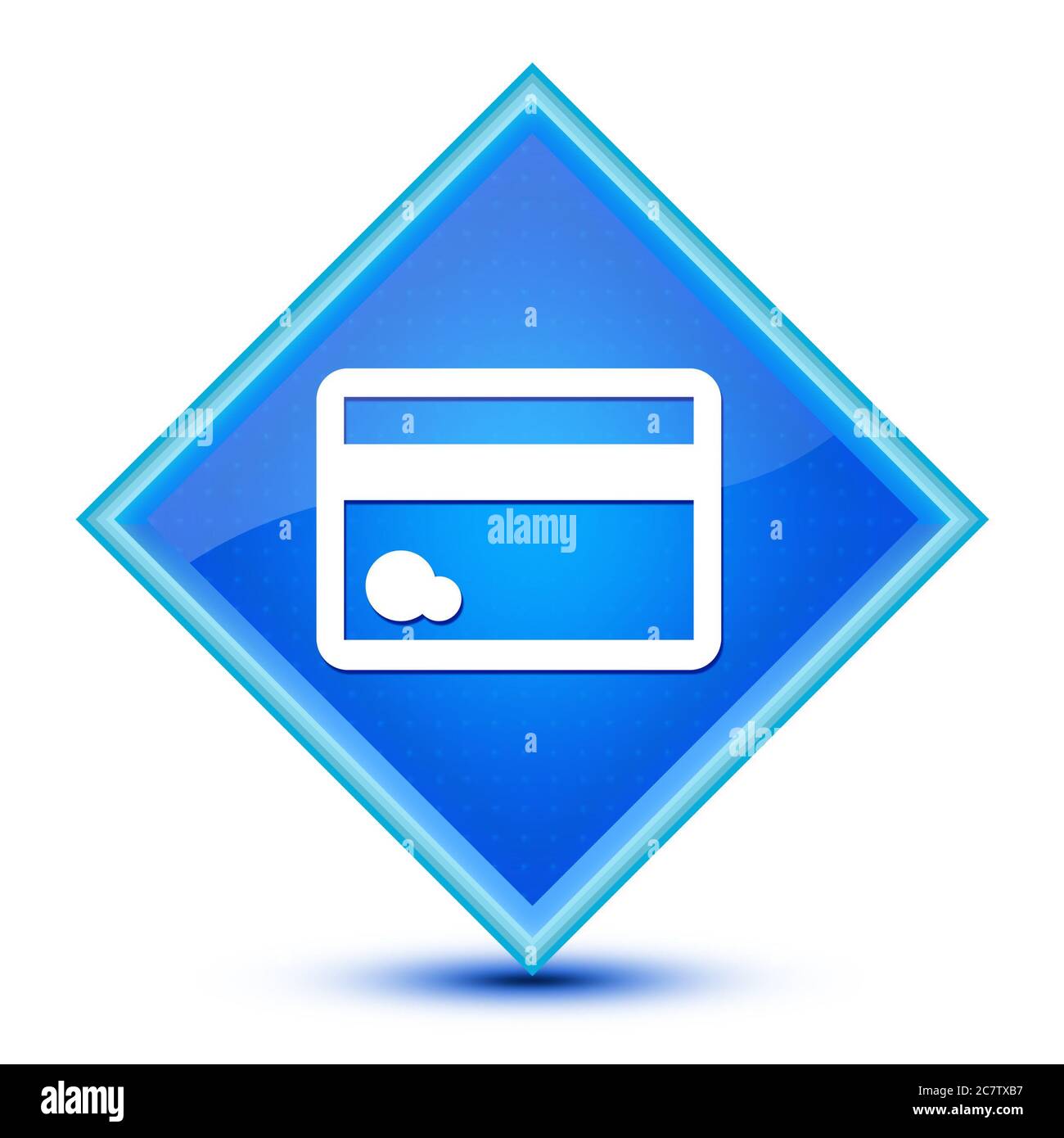 Credit Card icon isolated on special blue diamond button abstract ...