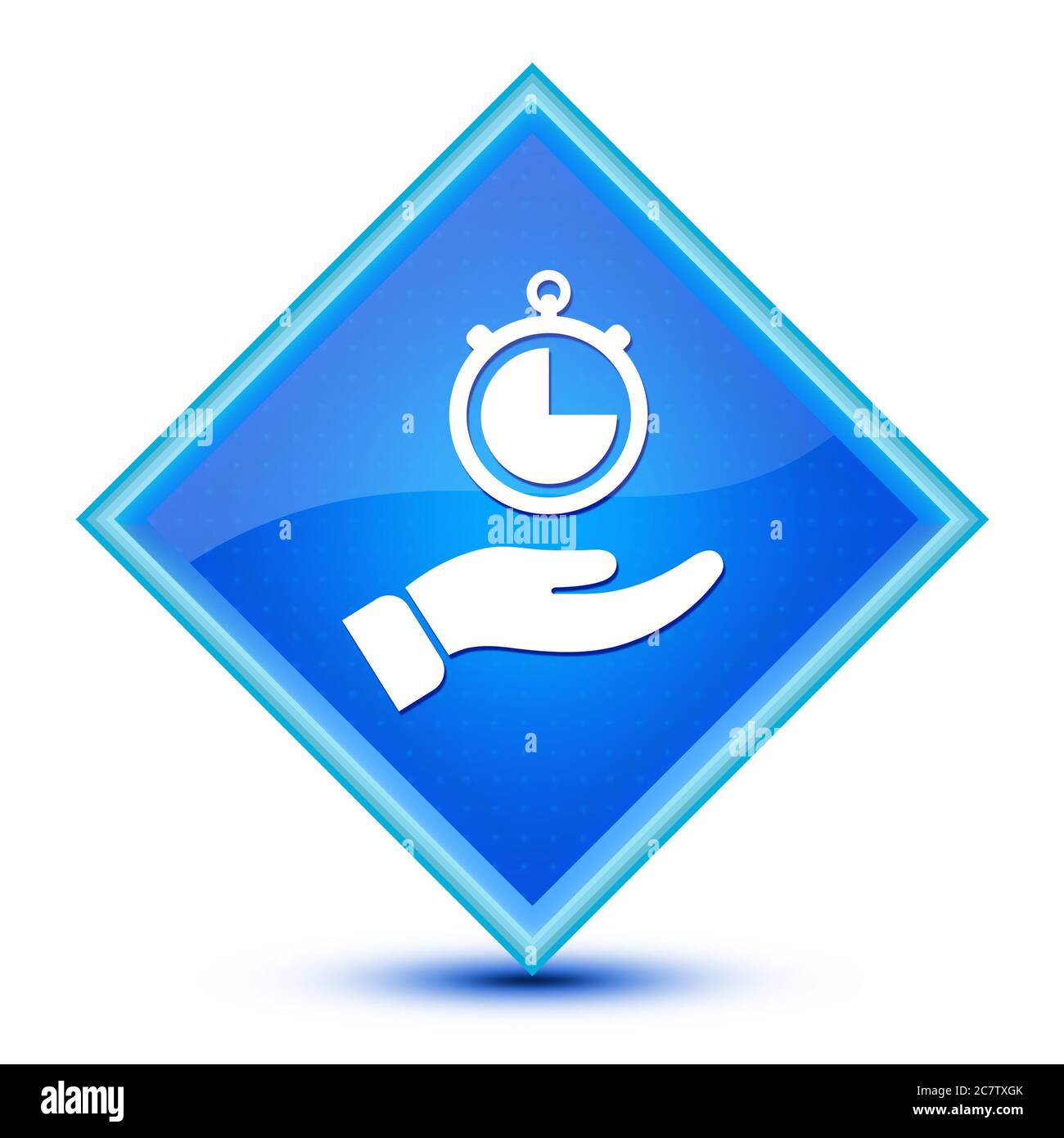 Hand Stopwatch icon isolated on special blue diamond button abstract ...