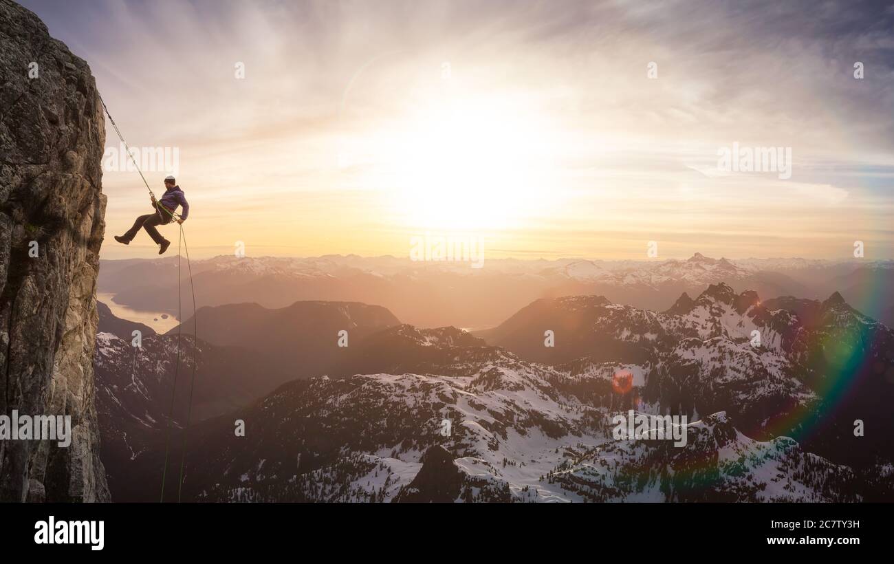 Epic Adventurous Extreme Sport Composite of Rock Climbing Man ...