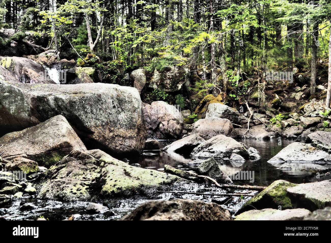 Beautiful view of a river and huge rocks in a forest in Halifax Stock ...