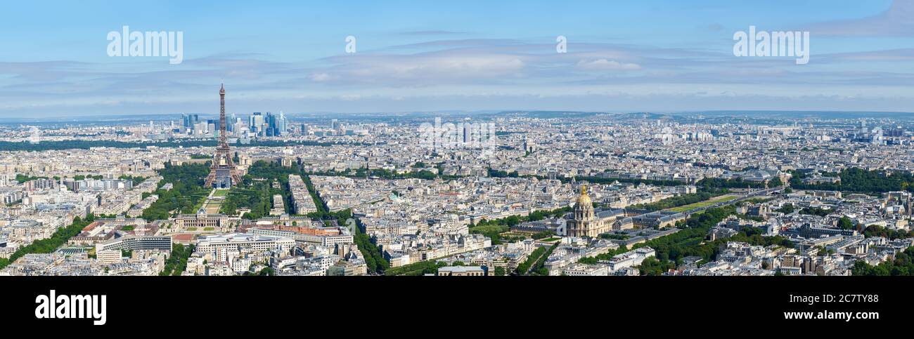 Paris aerial high resolution cityscape from Eiffel Tower to Grand ...