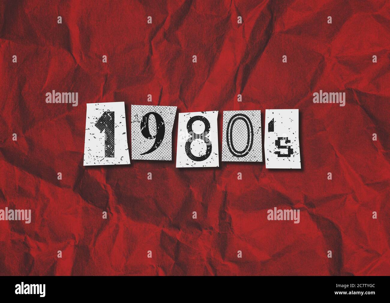 A black, white and red 1980's Punk Rock music style grunge text collage ...