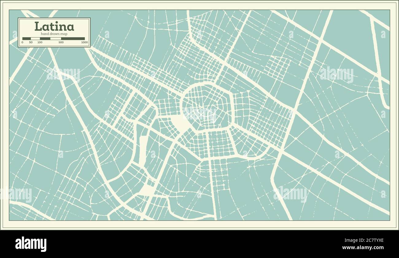 Latina Italy City Map in Retro Style. Outline Map. Vector Illustration Stock Vector Image & Art ...