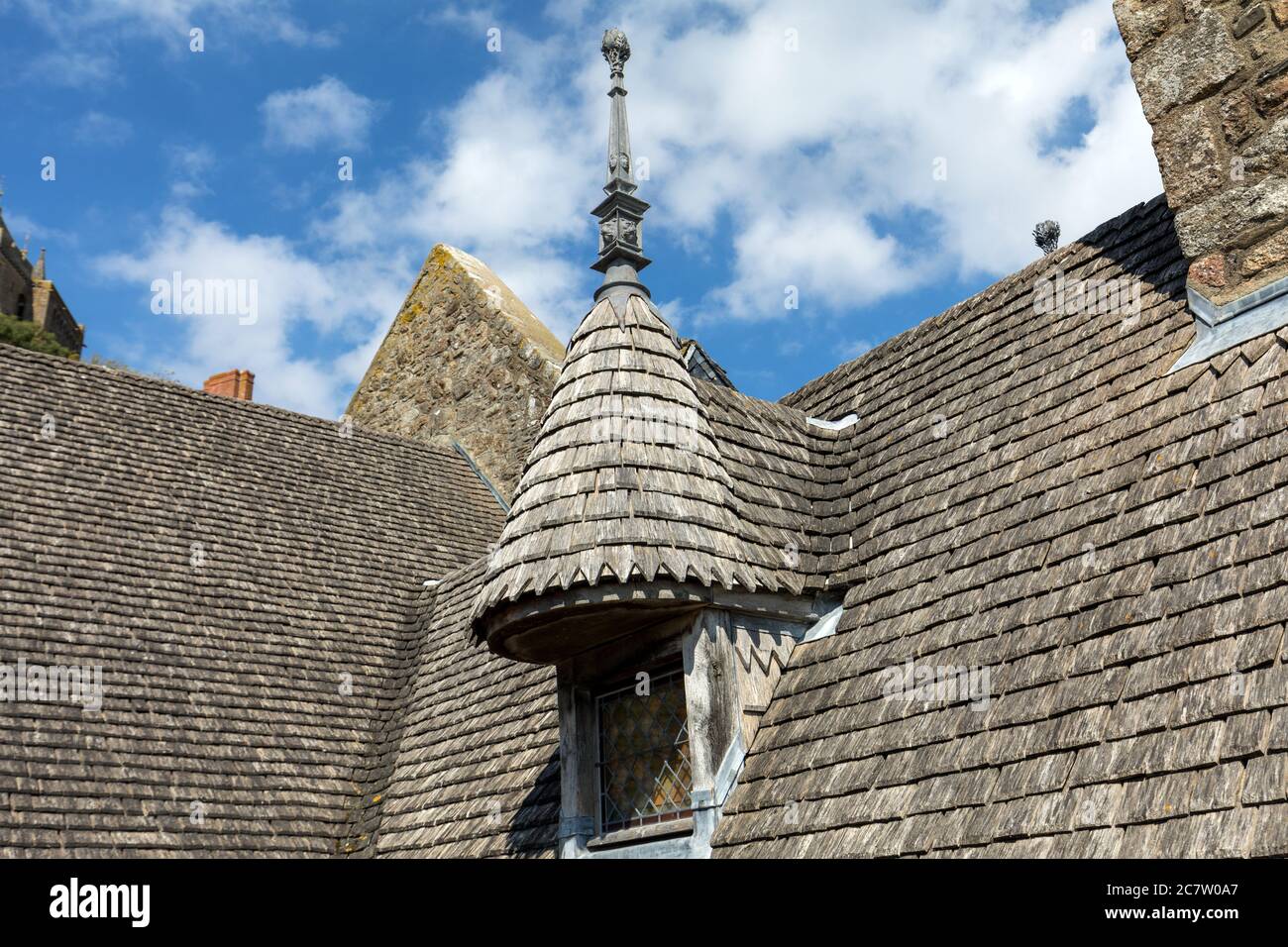 Mont Saint-Michel, the monastery and village on a tidal island between ...