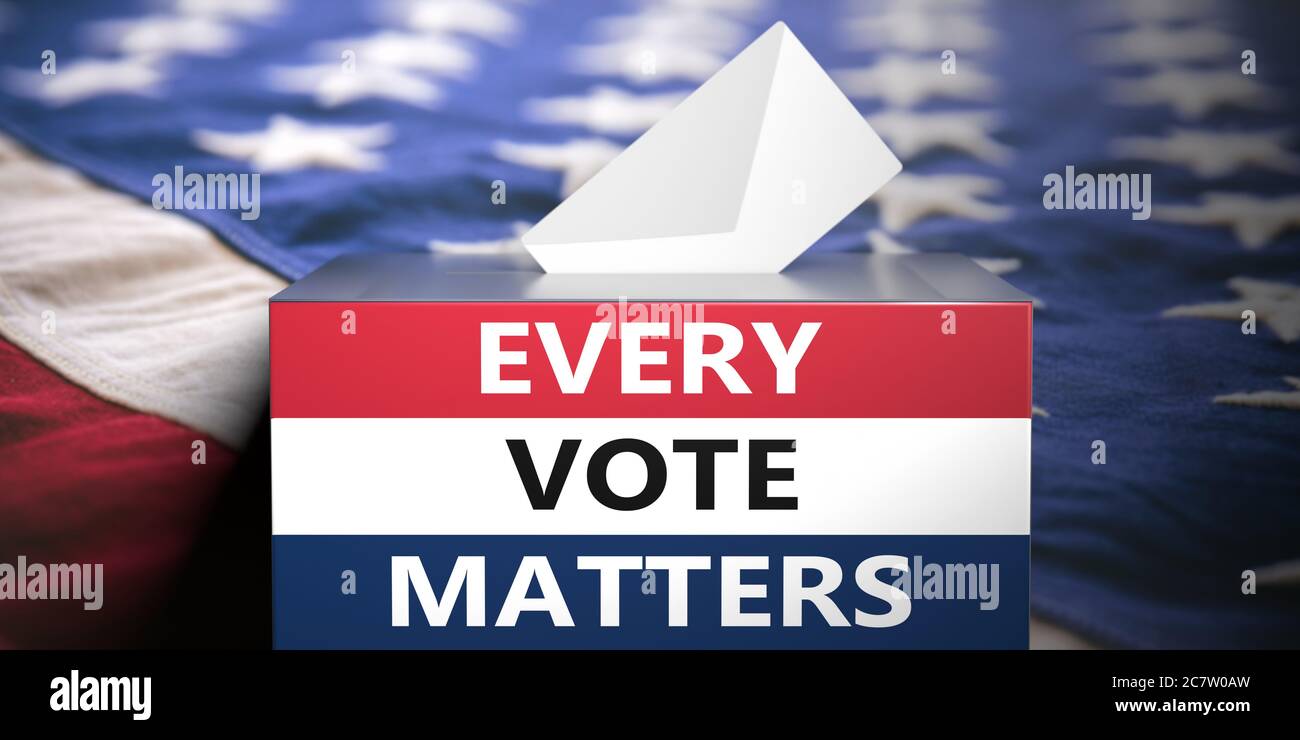 USA elections, EVERY VOTE MATTERS text message on american flag colors ...