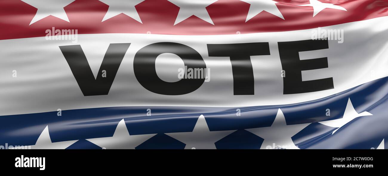 USA elections, VOTE text message on american flag colors with patriotic ...