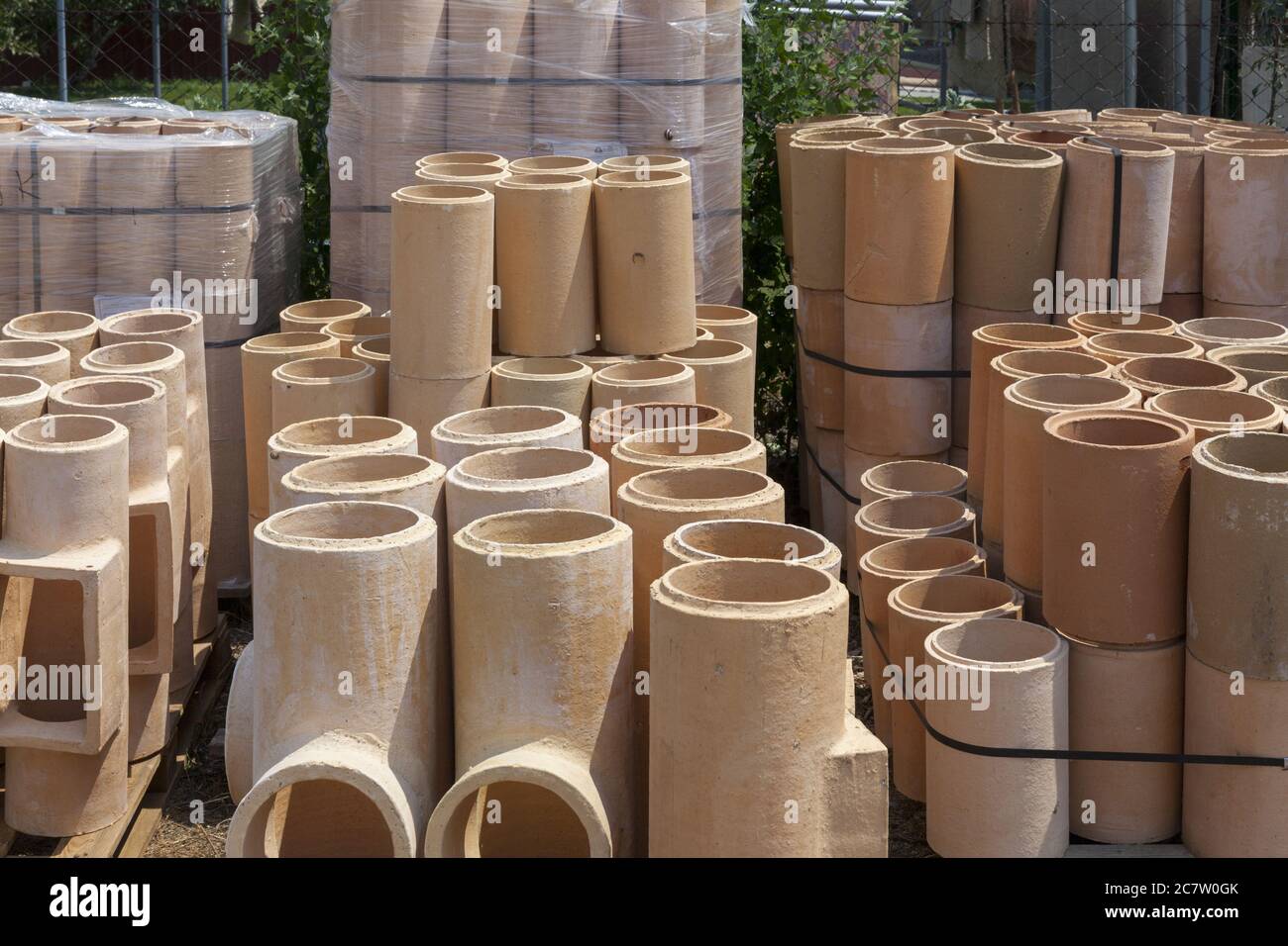 ceramic chimney parts on stack Stock Photo - Alamy