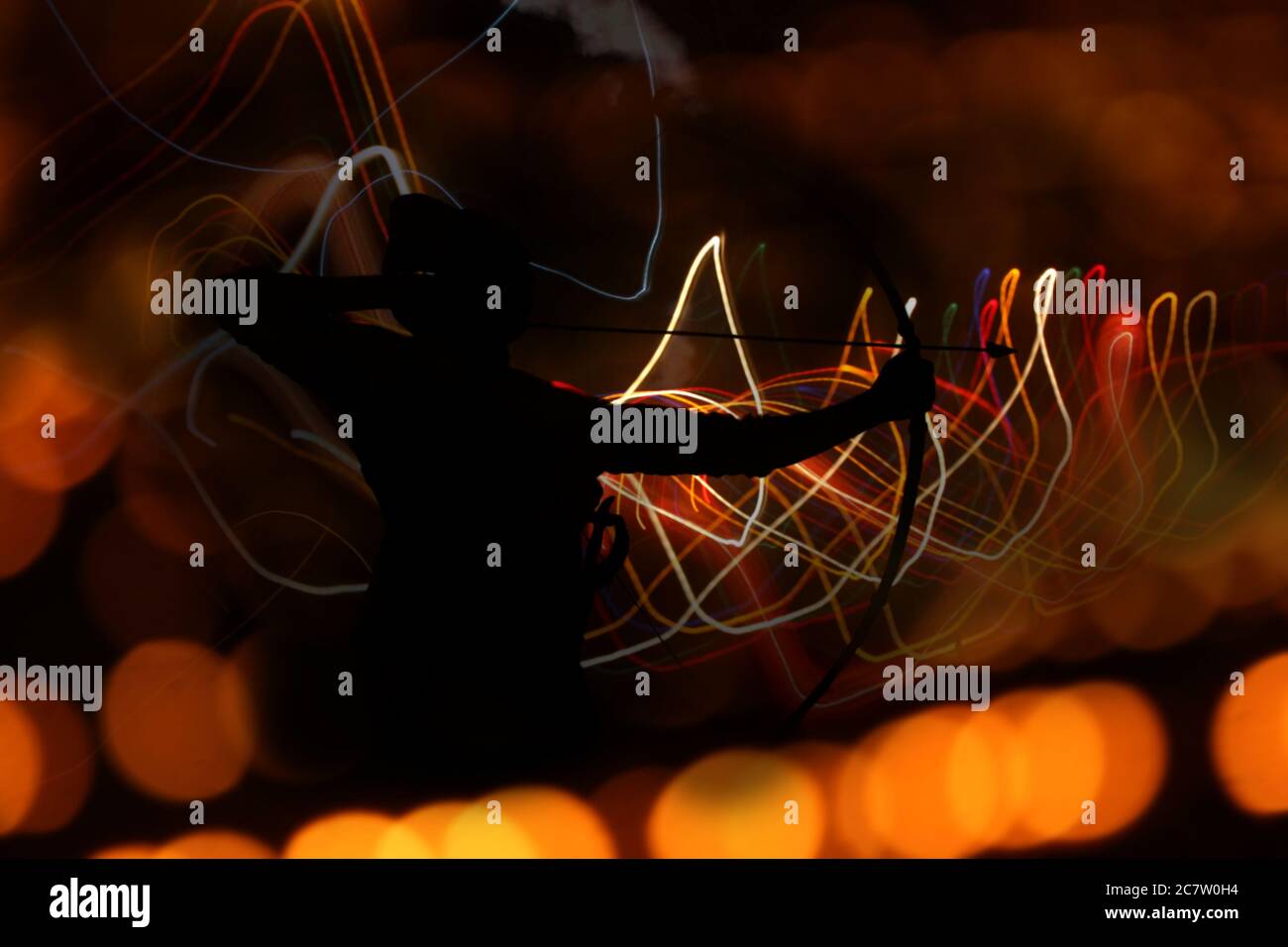 A conceptual image of Hindu mythological or holy warrior like Lord Rama ...