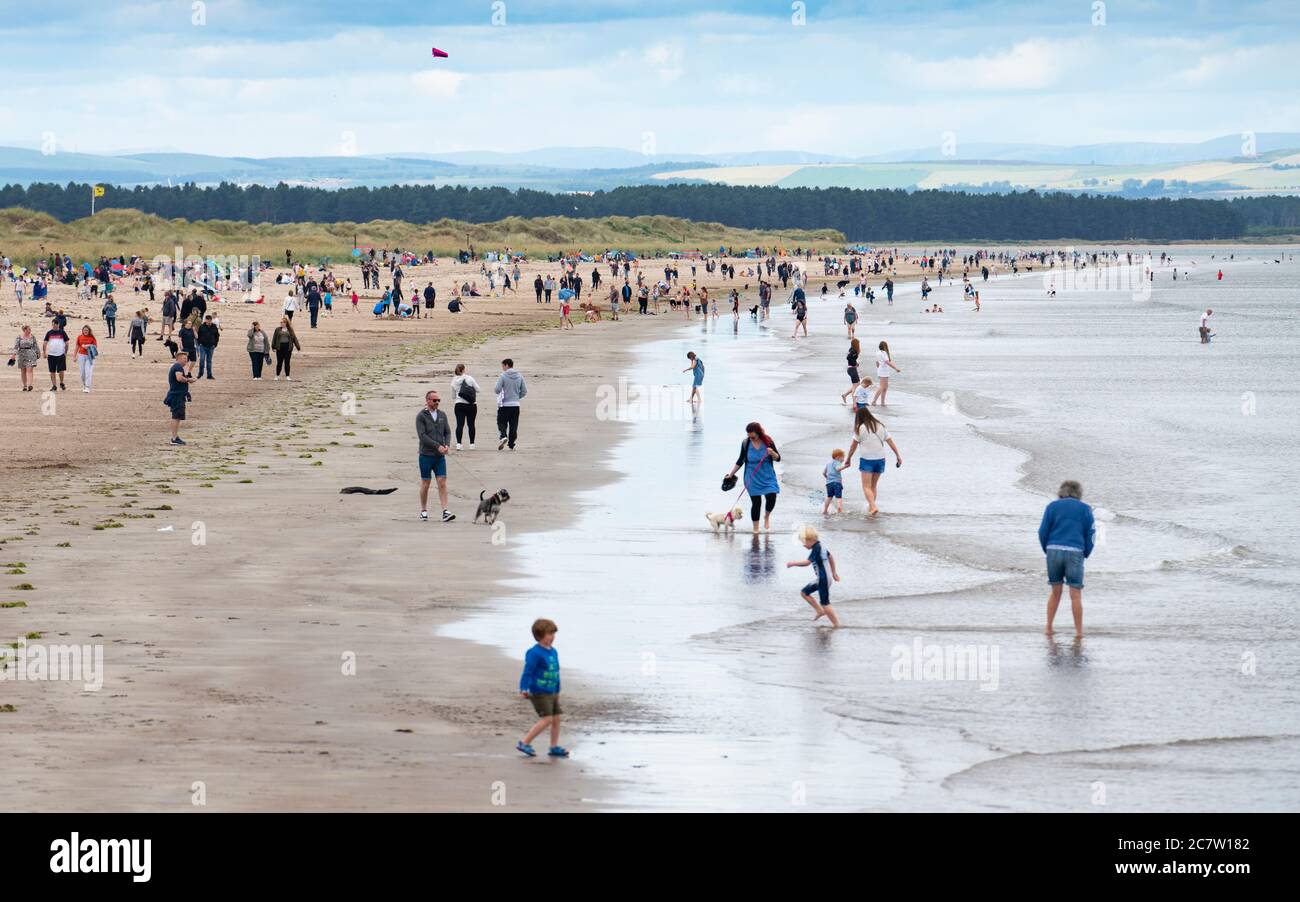 View along busy West Beach at St Andrews in summer, Scotland, UK Stock ...