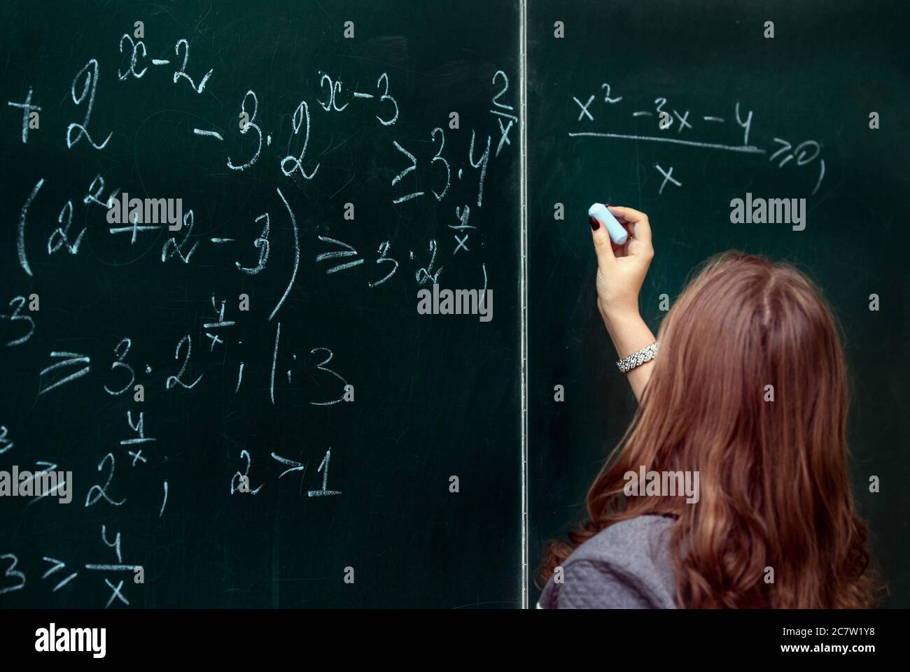 College student math problem class blackboard chalkboard hi-res stock ...