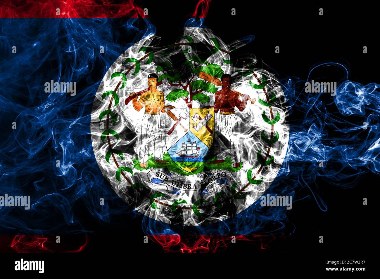 Belize smoke flag Stock Photo - Alamy