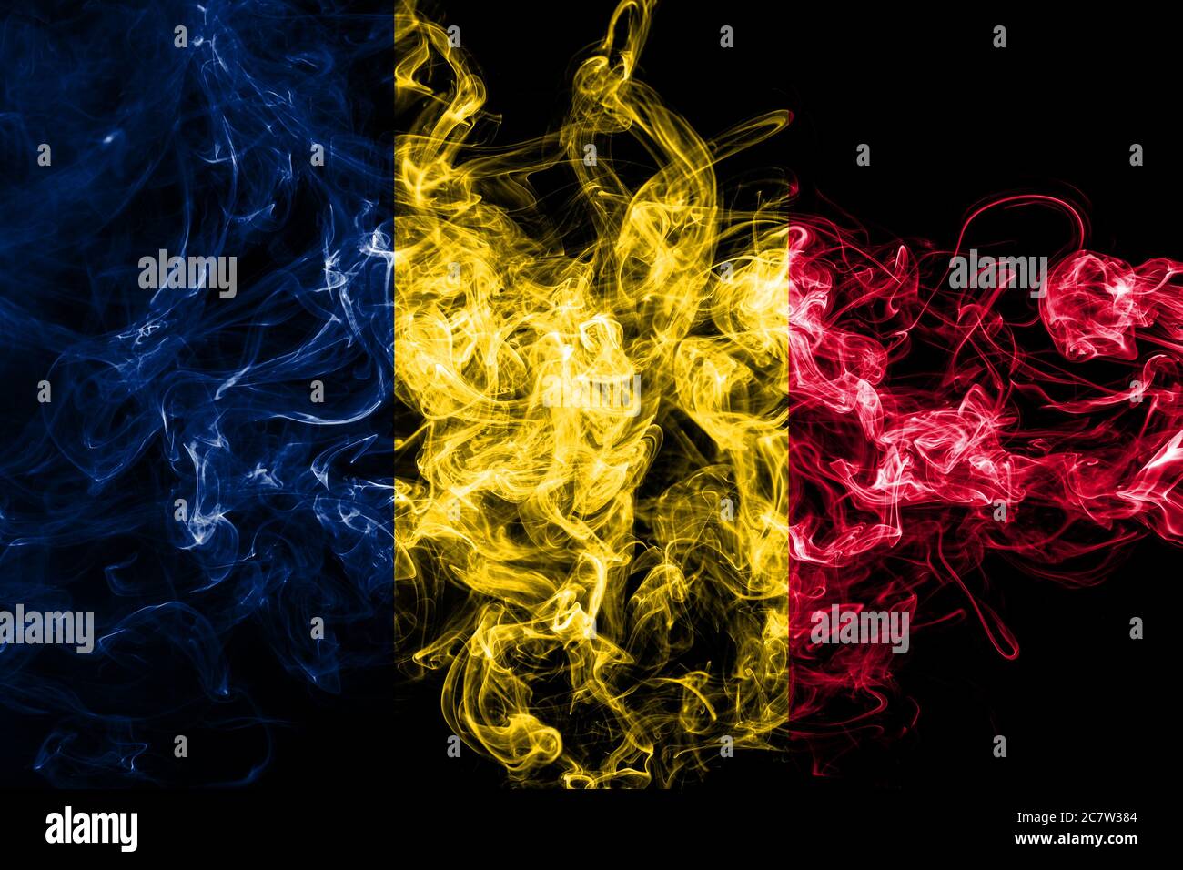 Chad smoke flag Stock Photo - Alamy