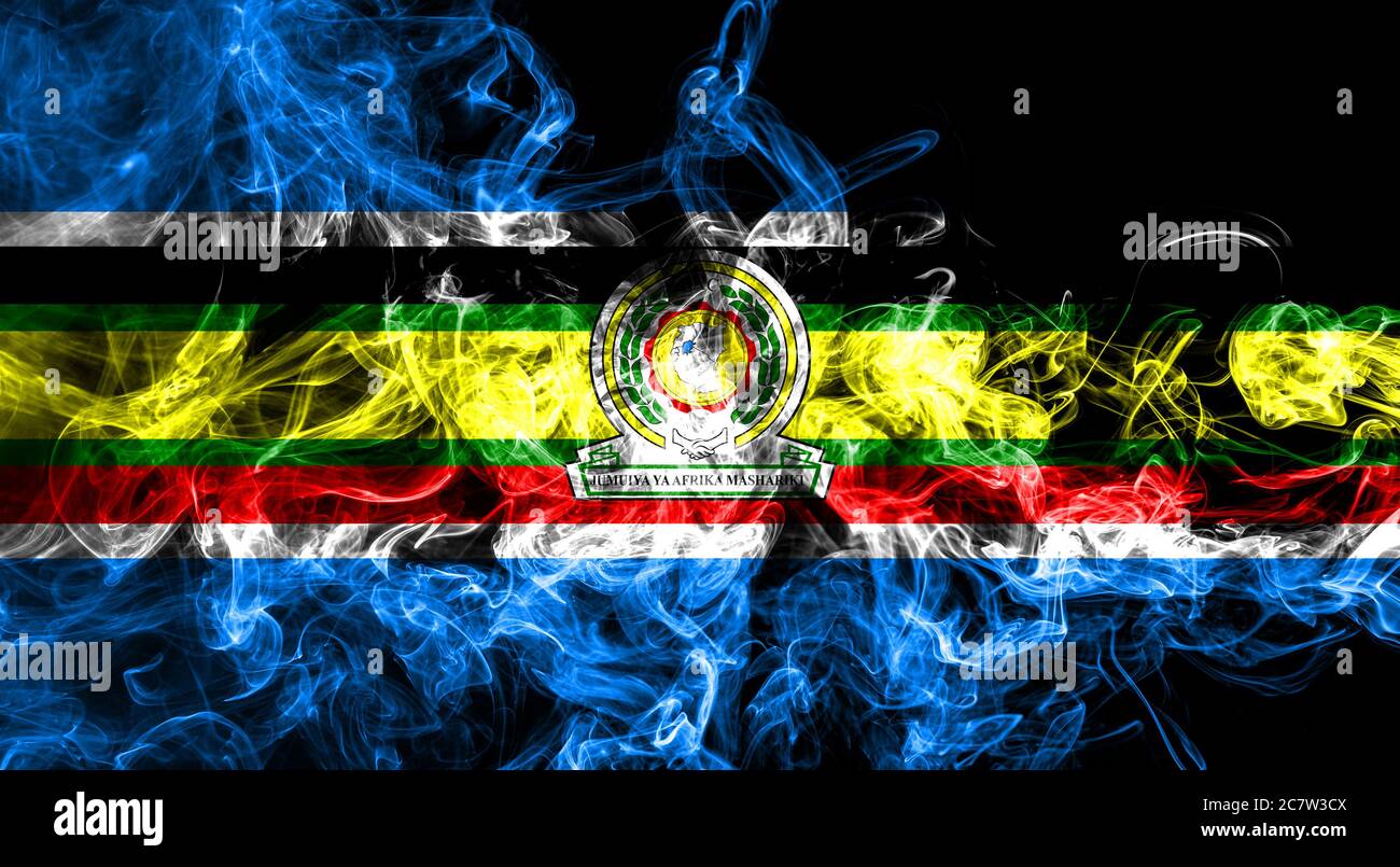 East African Community smoke flag, EAC flag Stock Photo - Alamy