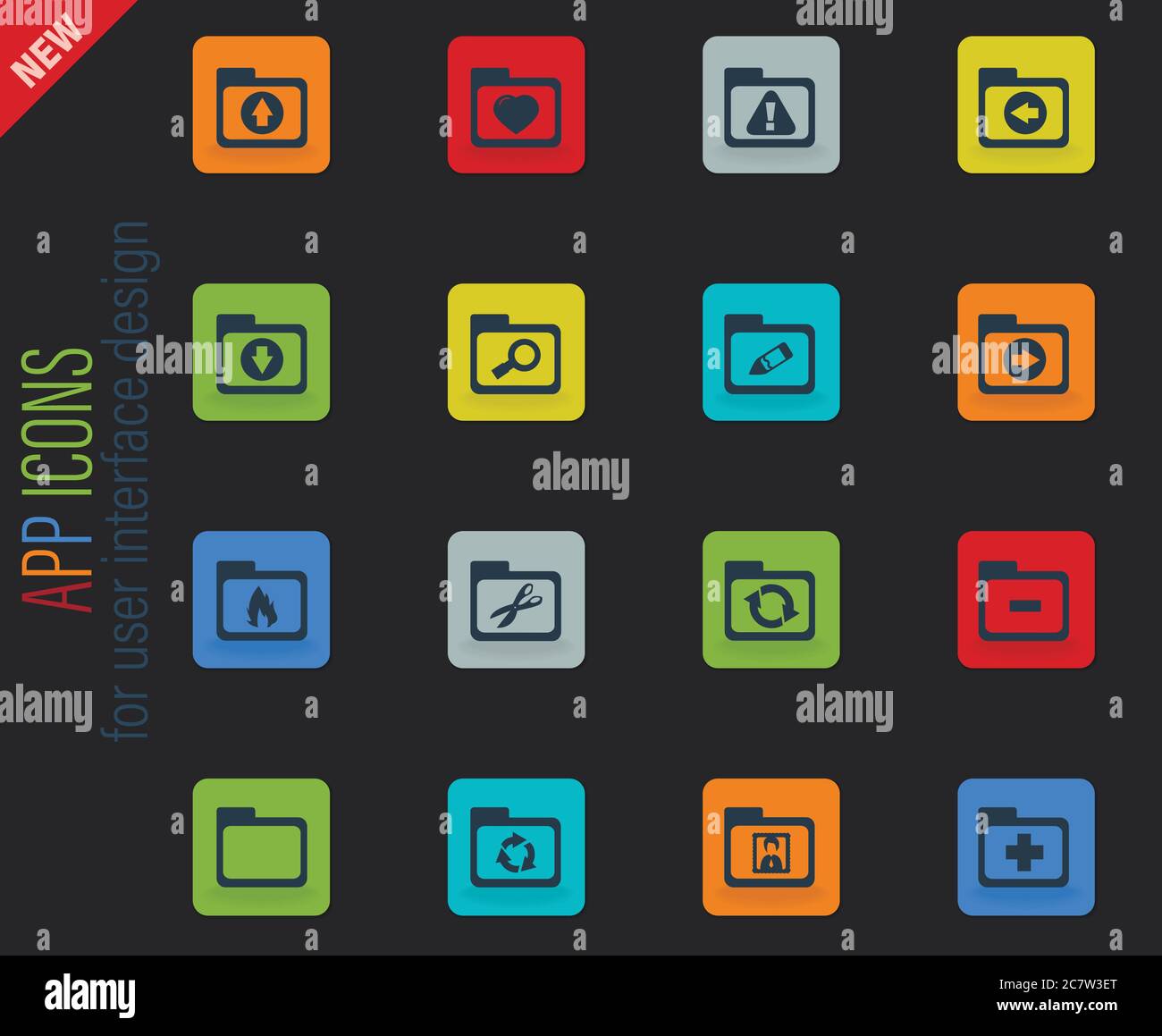 Folders icons set Stock Vector Image & Art - Alamy