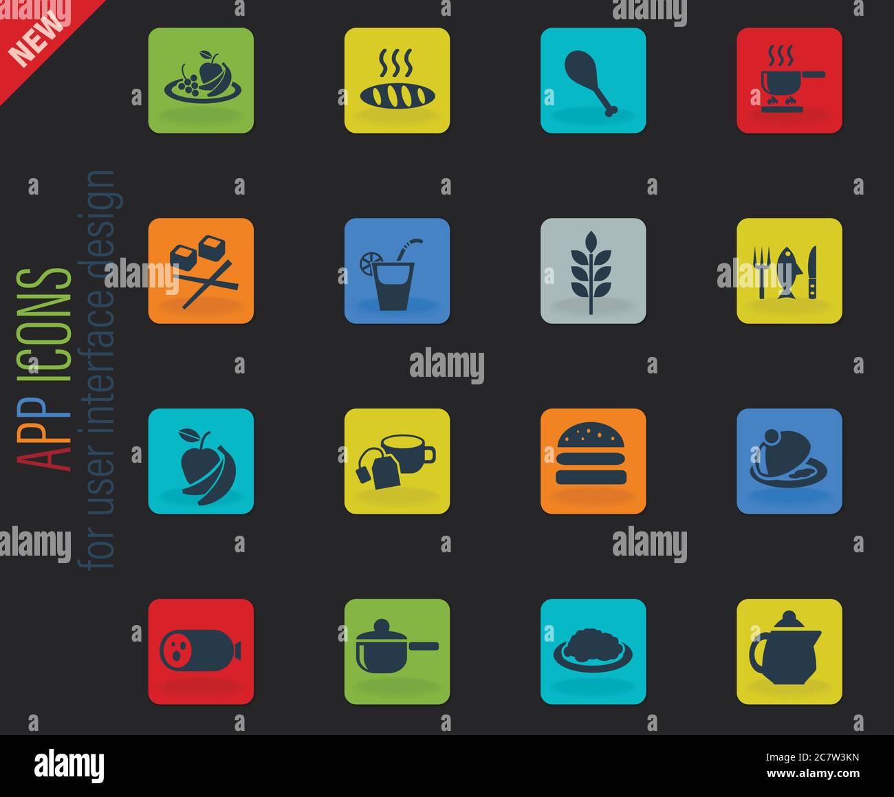 food and kitchen icon set Stock Vector Image & Art - Alamy