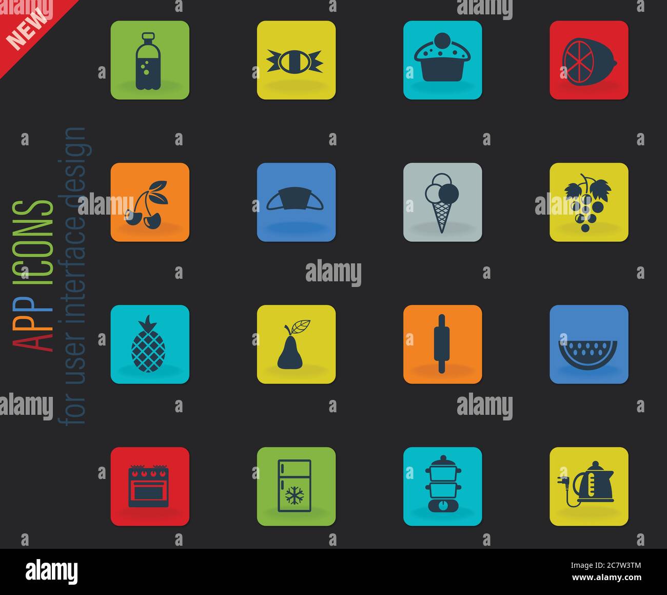 food and kitchen icon set Stock Vector Image & Art - Alamy