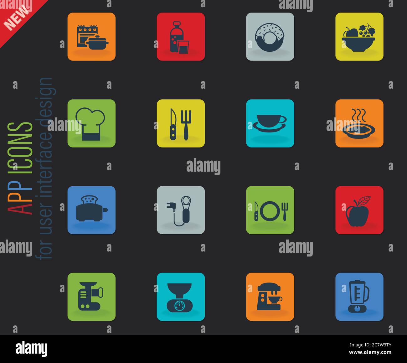 food and kitchen icon set Stock Vector Image & Art - Alamy