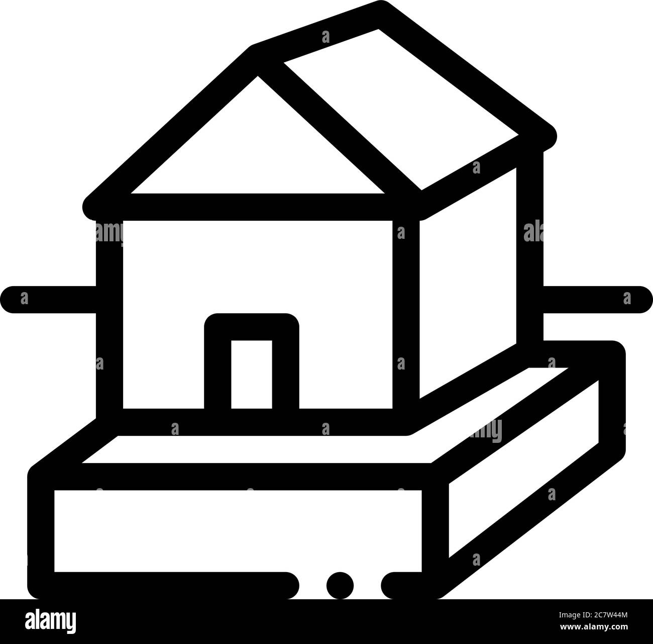 house on foundation icon vector outline illustration Stock Vector Image ...