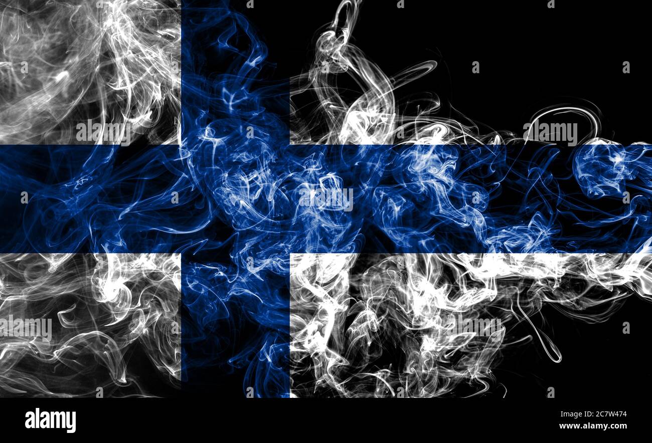 Finland smoke flag Stock Photo - Alamy