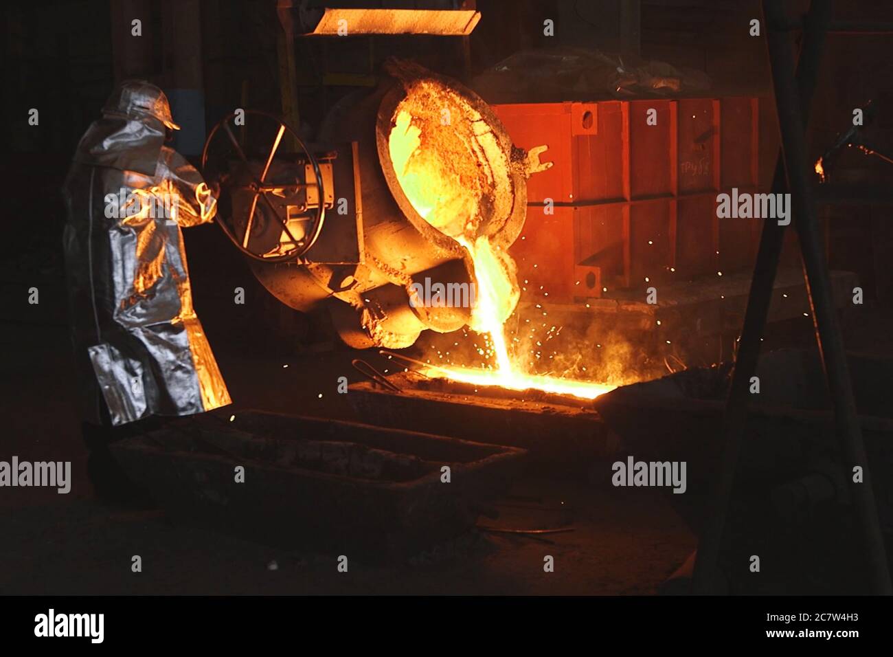 The molten metal is poured into the mold. Melting furnace for cast iron ...