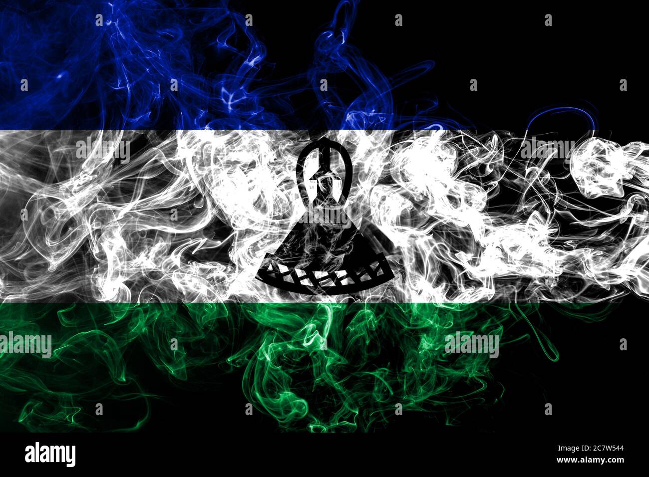 Lesotho smoke flag Stock Photo - Alamy