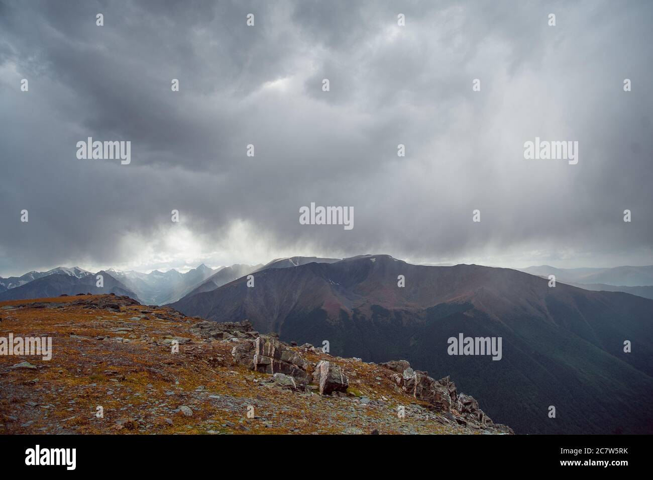 rainy clouds in the Altai Mountains filmed horizontally Stock Photo - Alamy