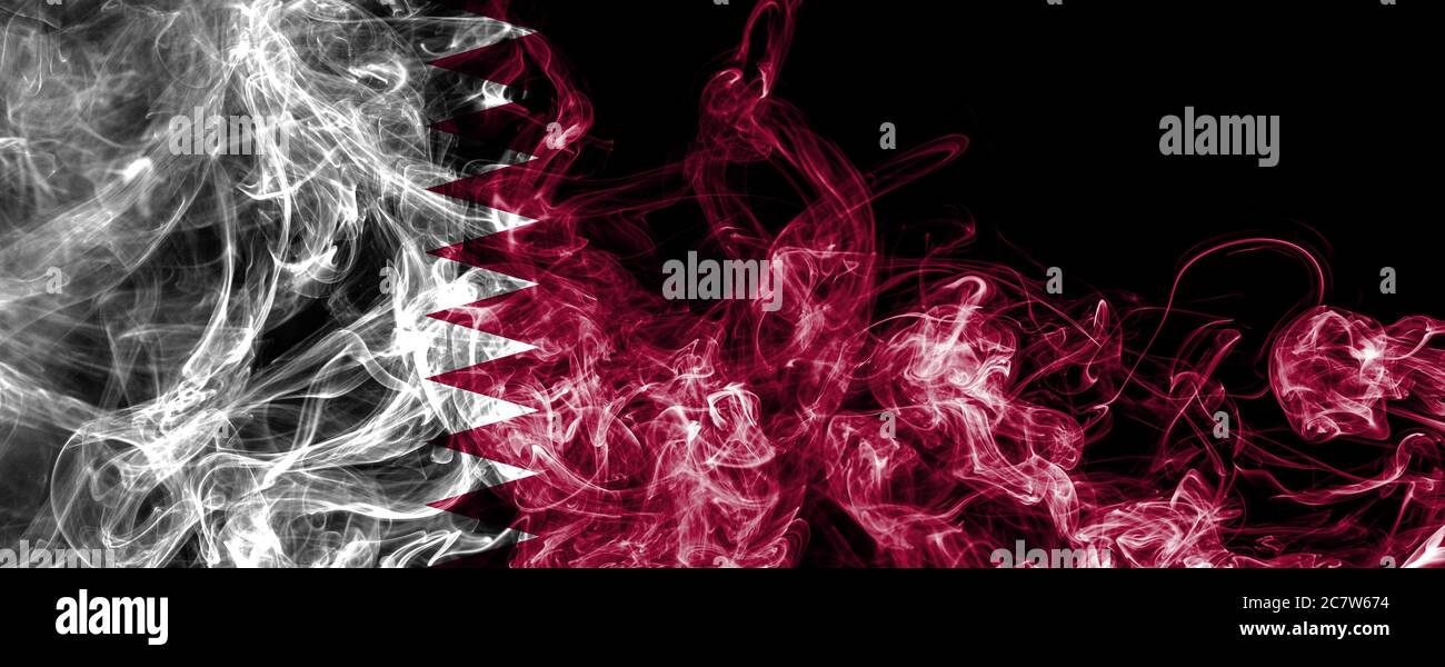 Qatar smoke flag Stock Photo - Alamy