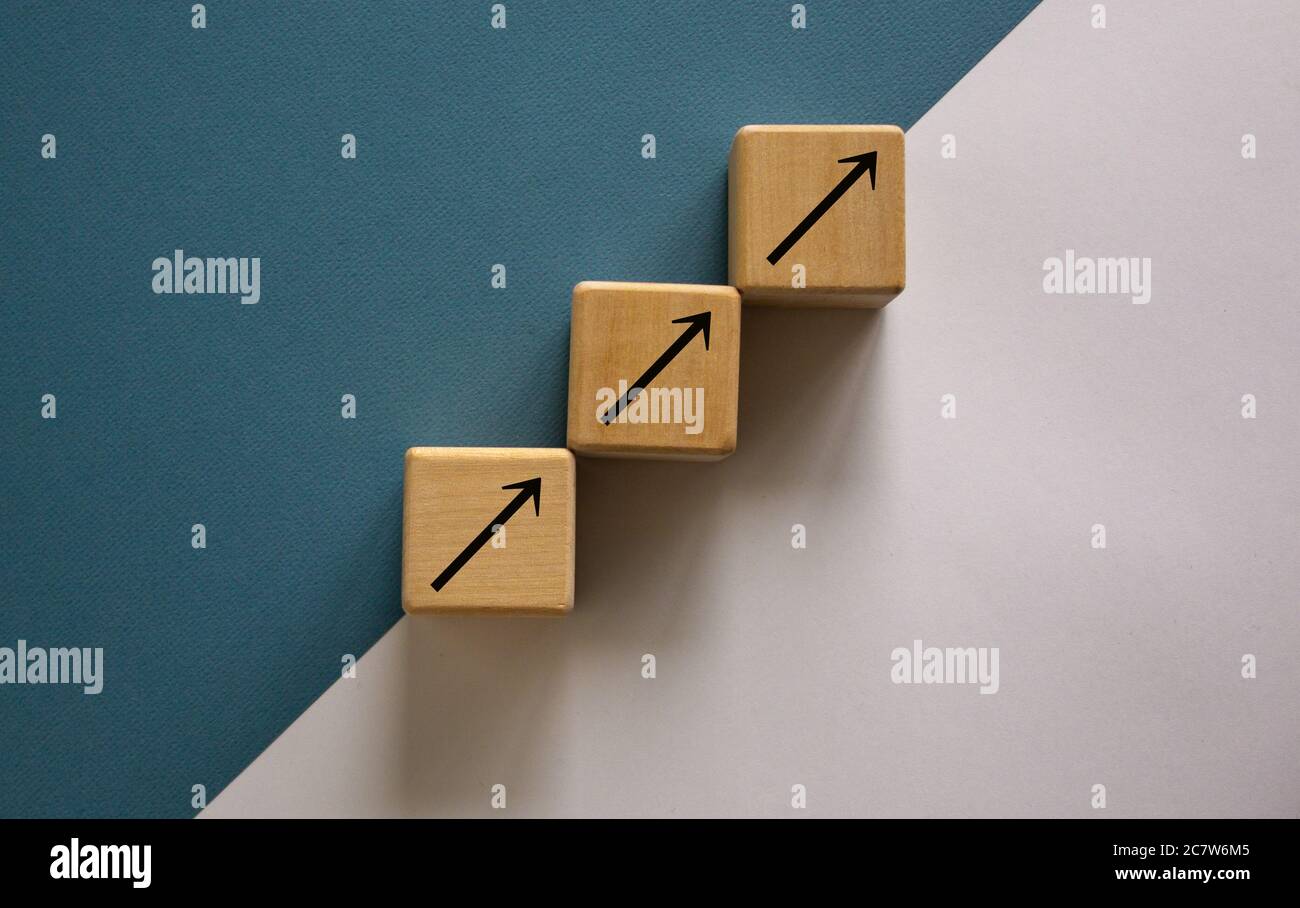 Business concept growth success process. Wood block stacking as step ...