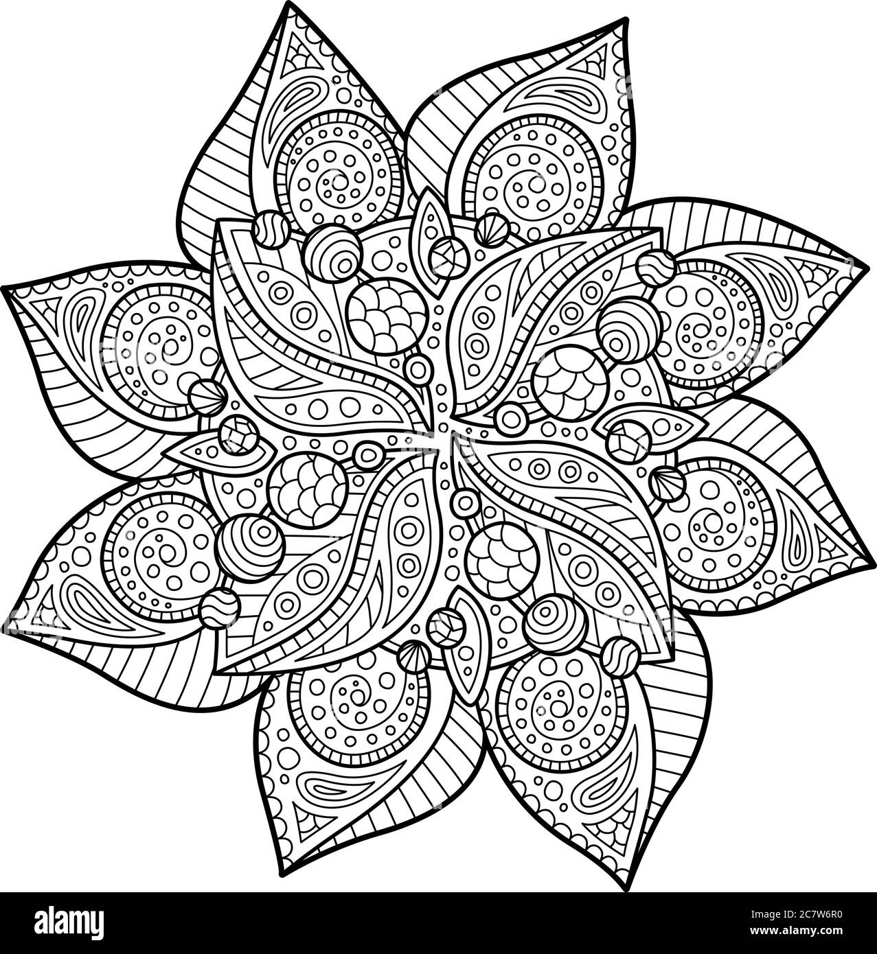 Beautiful coloring Book page with detailed pattern with floral pattern ...