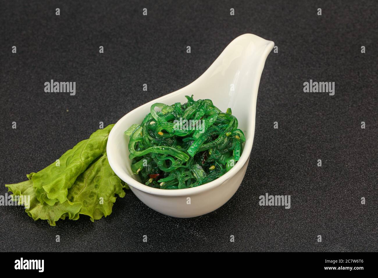 Green Chuka Seaweed Salad Isolated on White Background Top View. Wakame ...