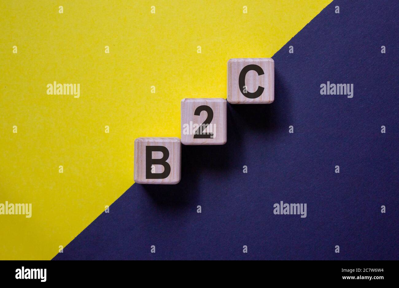 Business concept success process. Wood block with letteres B2C stacking ...