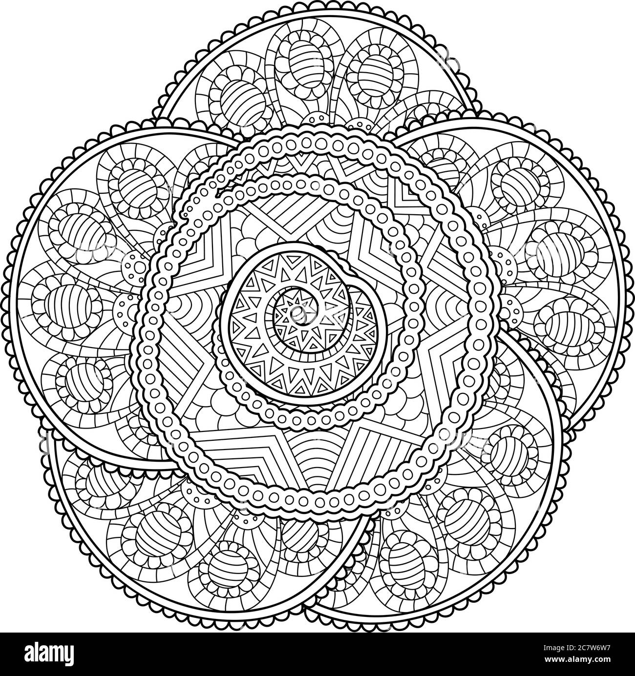Beautiful coloring Book page with detailed pattern with floral pattern ...
