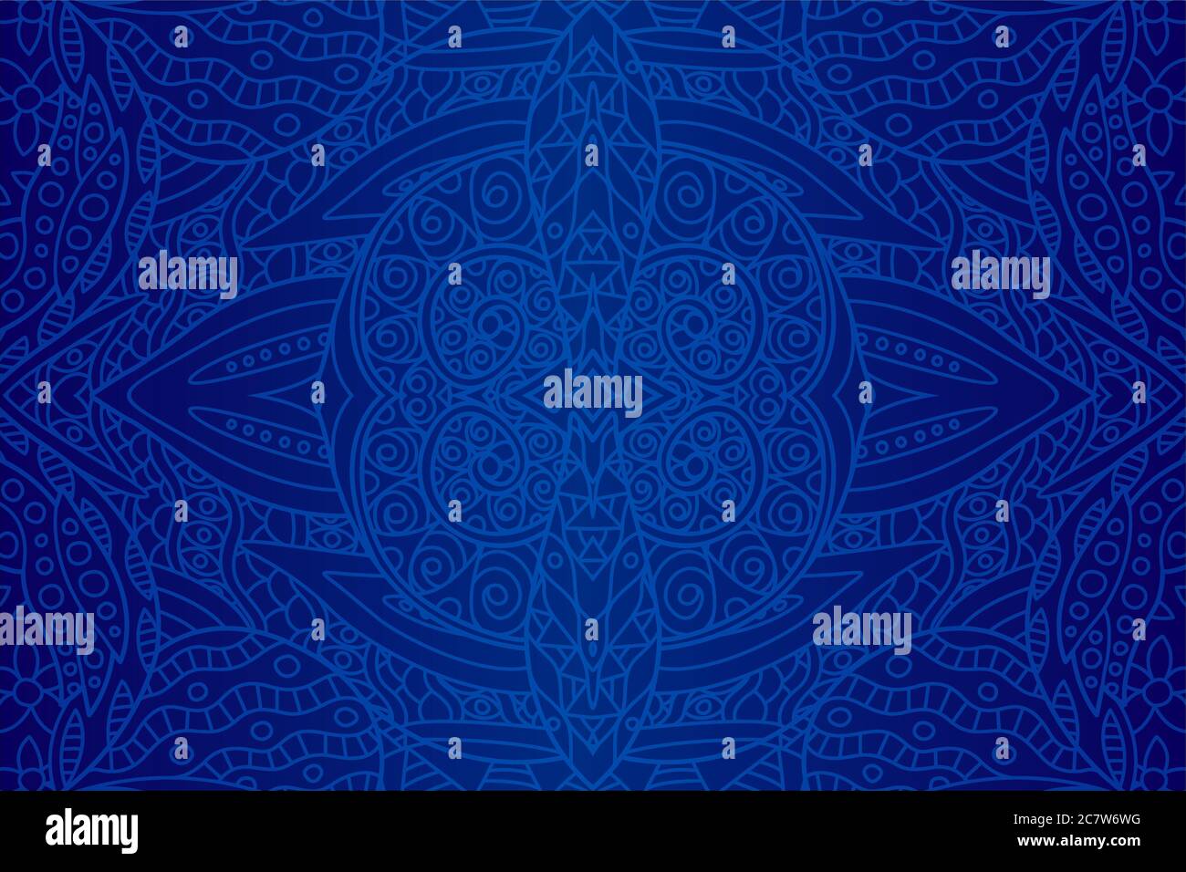 Beautiful illustration with seamless blue ethnic pattern Stock Vector ...