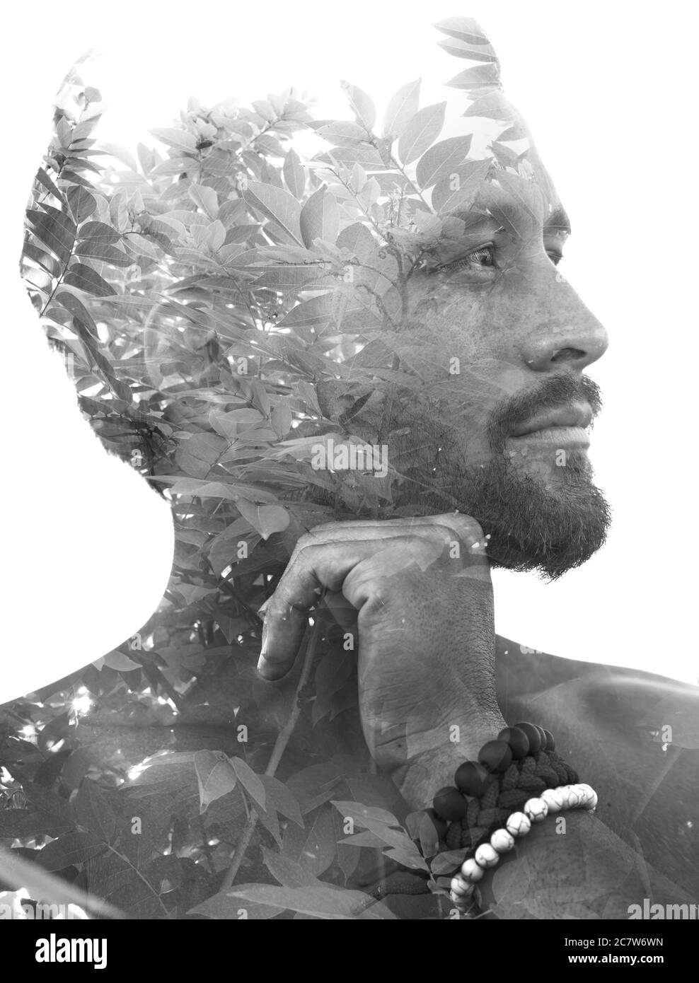 Surreal creative double exposure portrait Stock Photo - Alamy