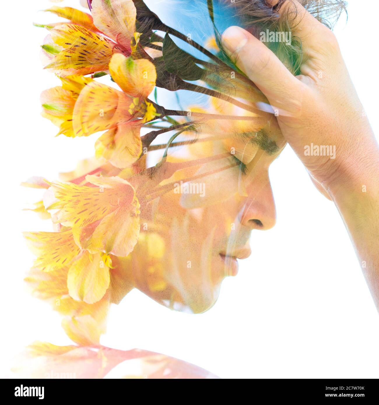 Surreal creative double exposure portrait Stock Photo - Alamy