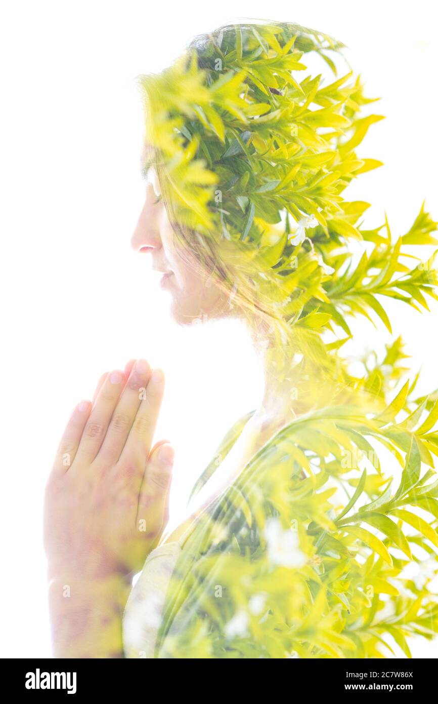 Surreal creative double exposure portrait Stock Photo - Alamy