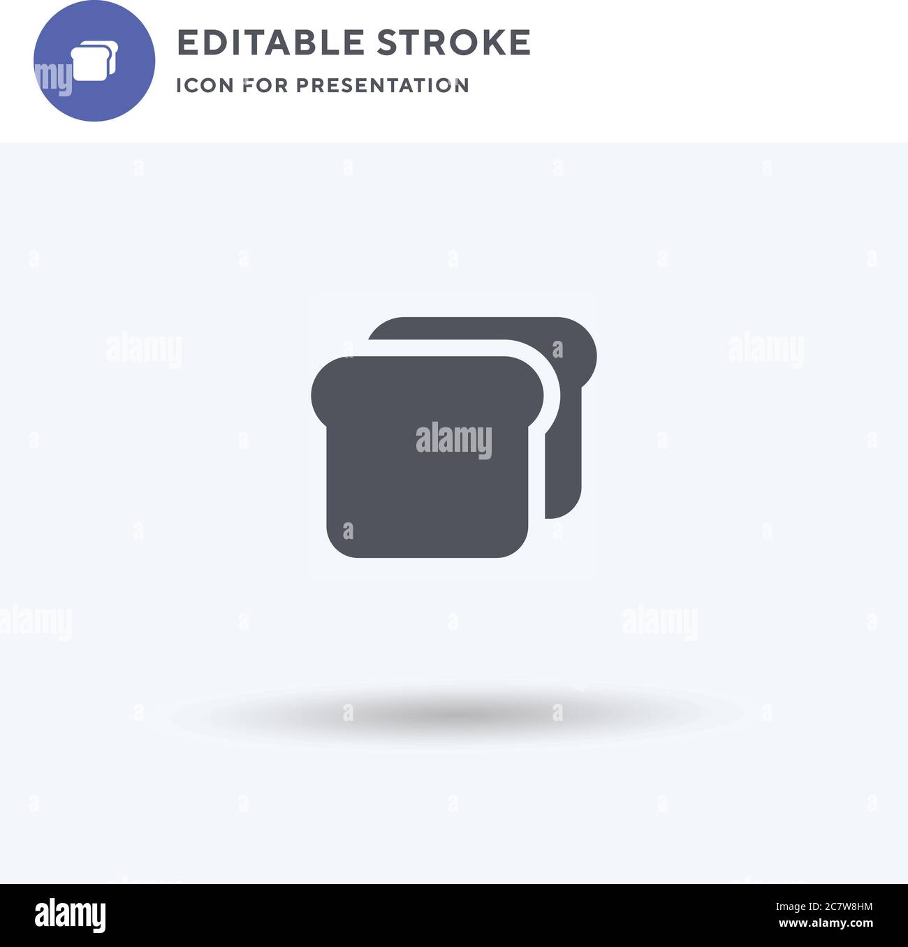 Bread icon vector, filled flat sign, solid pictogram isolated on white ...