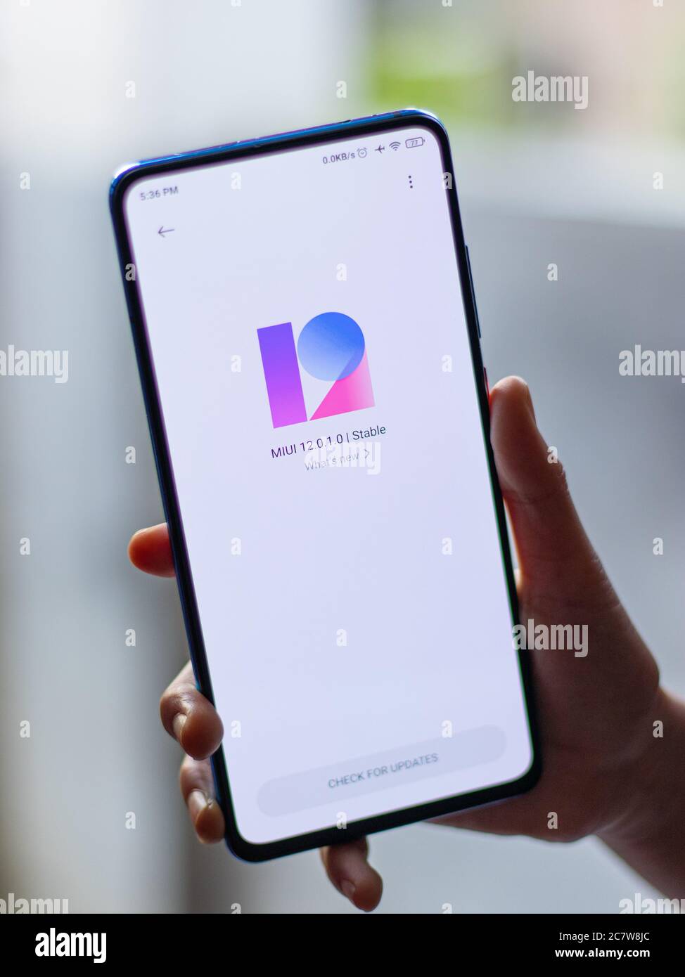 Assam, india - July 19, 2020 : MIUI 12 logo. Its a custom android skin ...