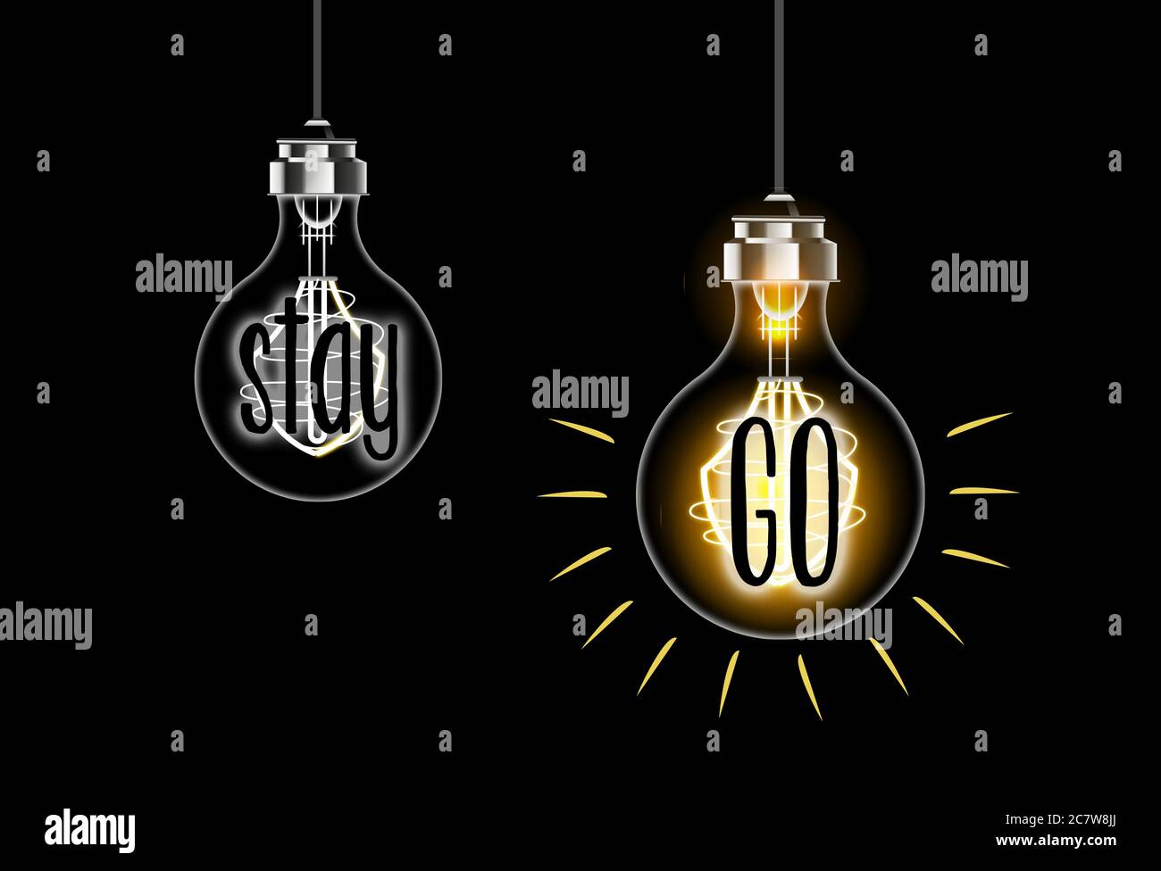Light bulb concept idea Go on black background Stock Photo - Alamy