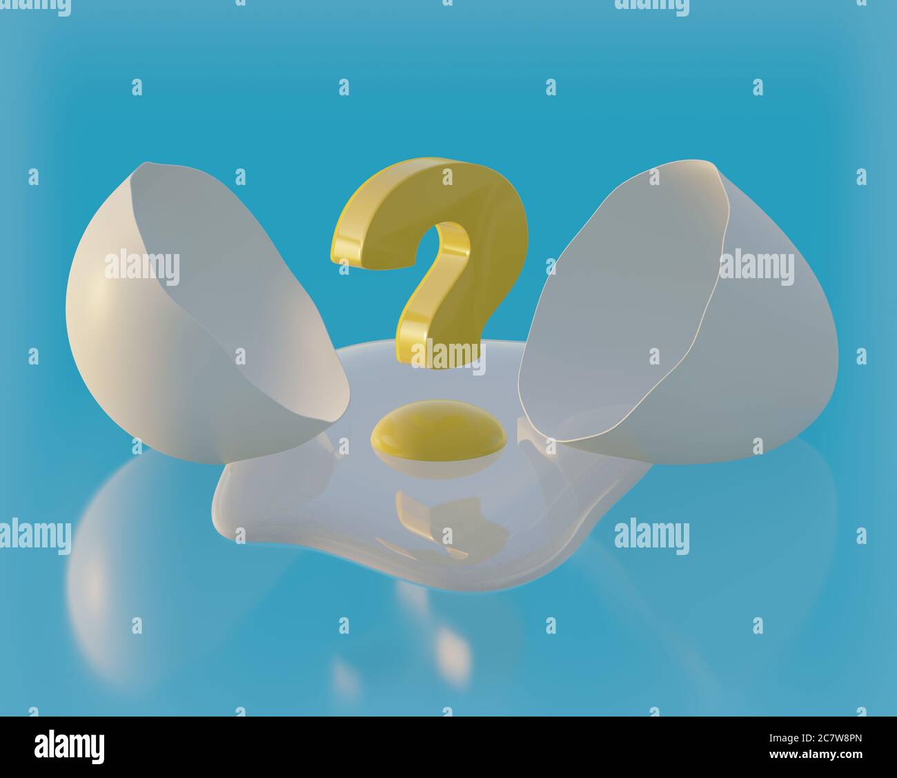 a question mark appears from an egg shell. 3d render Stock Photo - Alamy