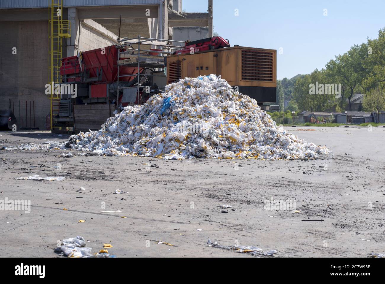 Pile of municipal waste on a disposal site - environmental pollution ...