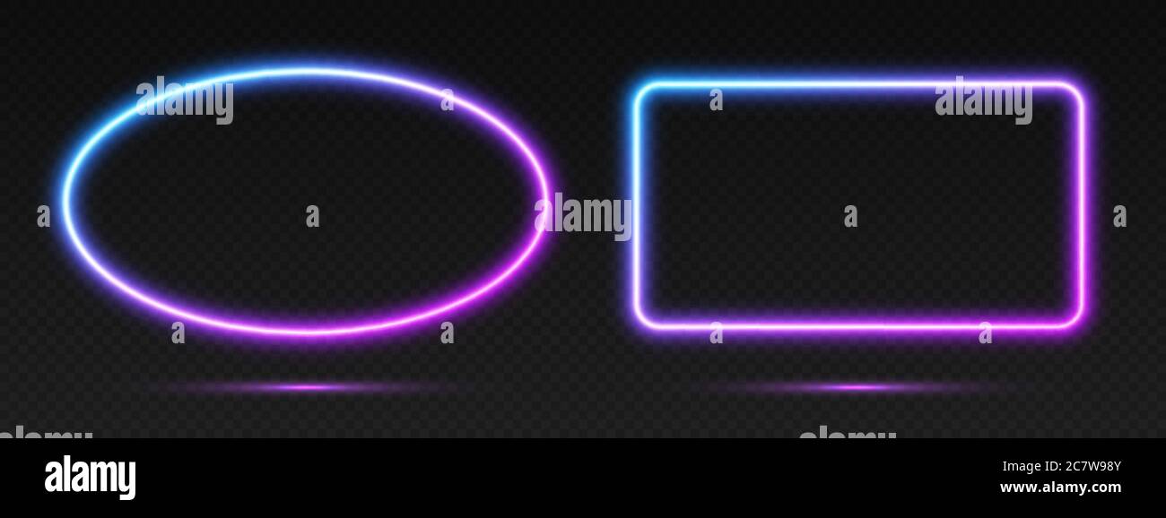 Neon gradient frames set, collection of blue-pink glowing borders ...