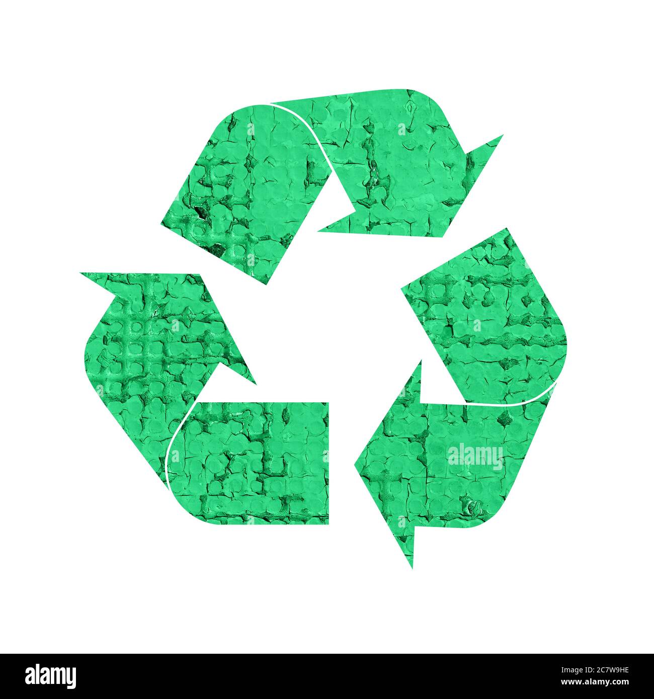 Illustration of recycling symbol with grunge green run down ...