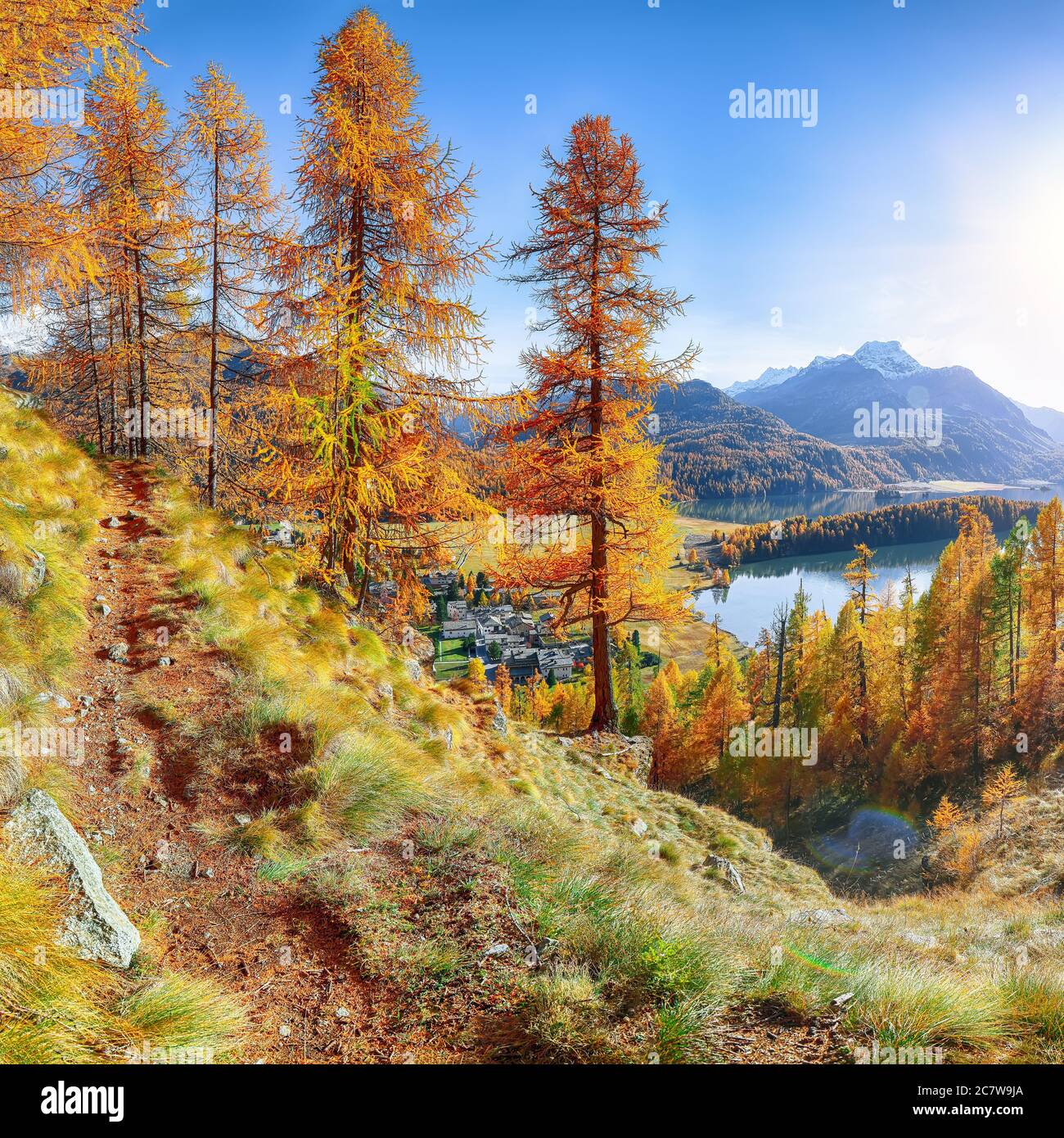 Aerial view stunning lake sils hi-res stock photography and images - Alamy