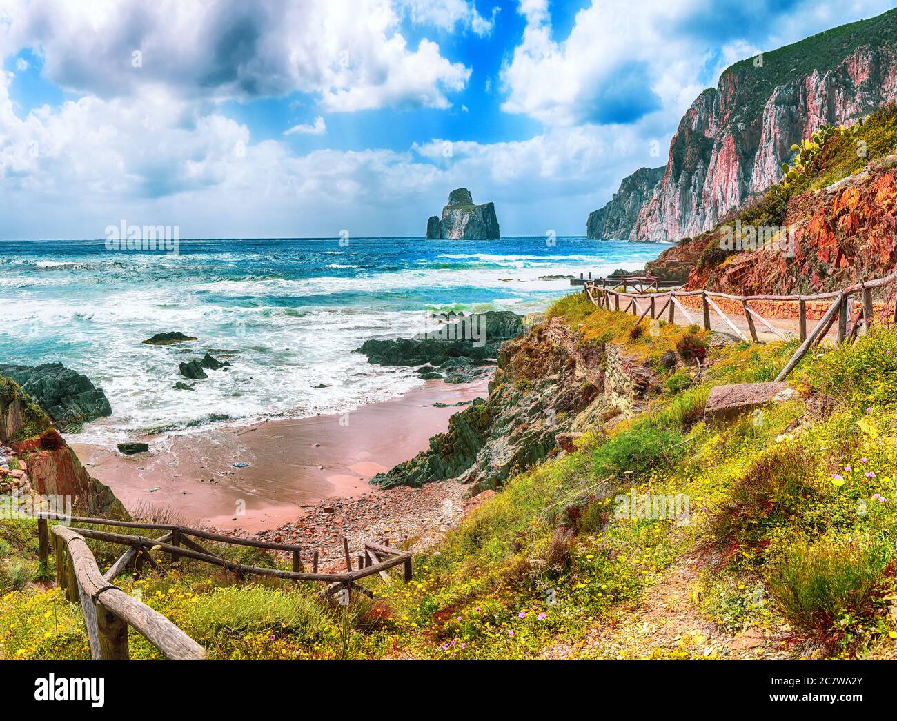 Astonishing view of beach Portu Cauli in Masua with Pan di Zucchero at ...