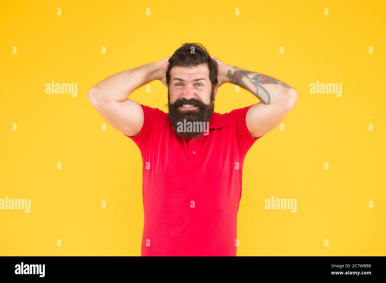 Disappointed guy. Inner energy. Lost success. Bearded man in casual ...
