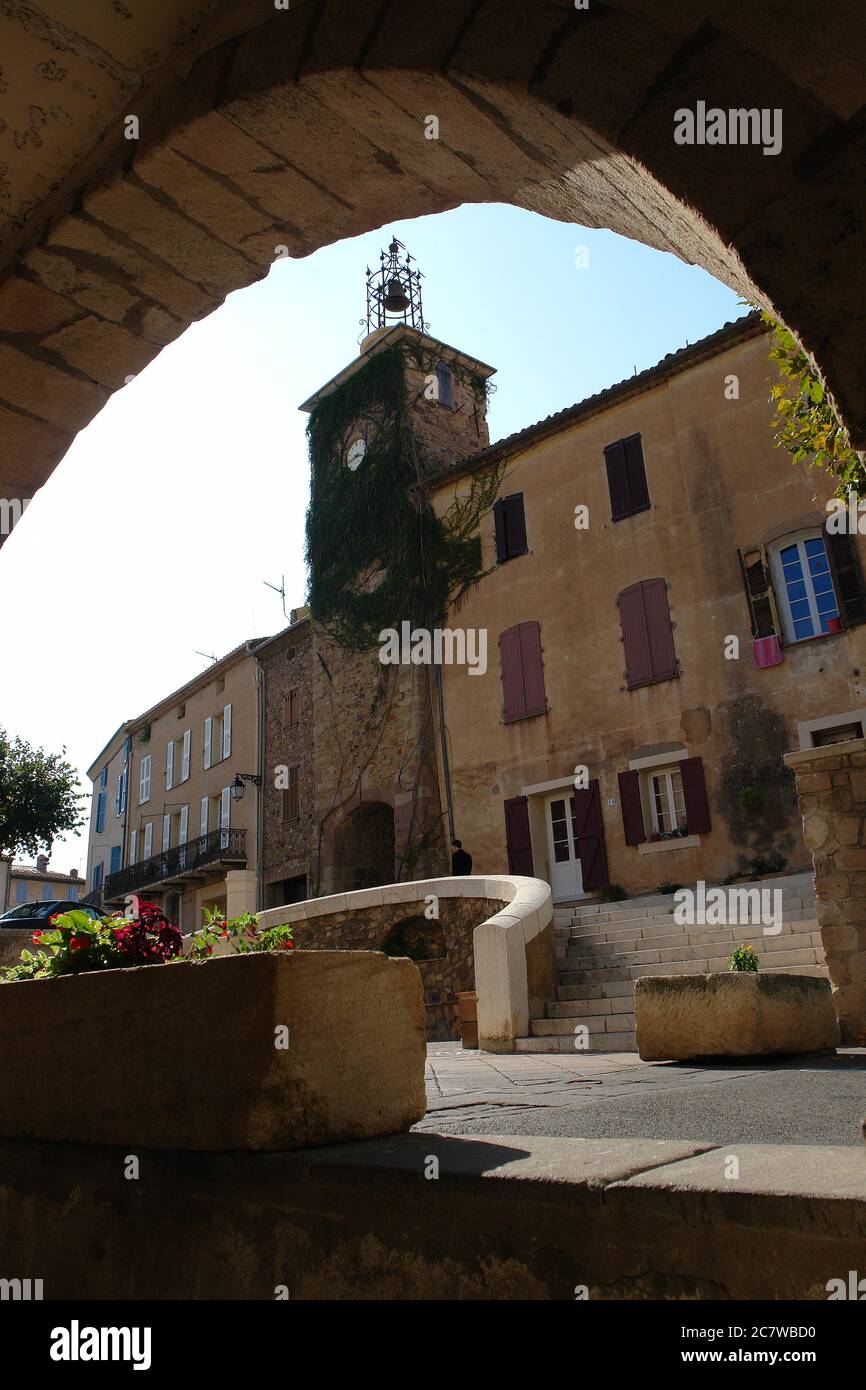 Roquebrune sur Argens clock tower old provencal medieval village Stock ...