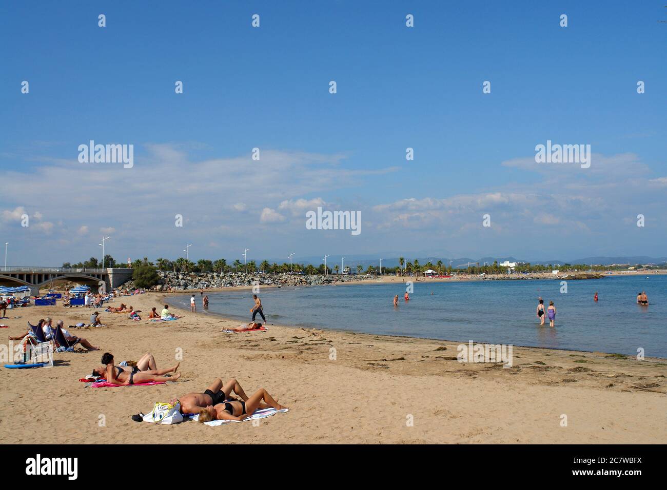 Beach of St Aygulf, a seaside resort in the Var region, located at the ...